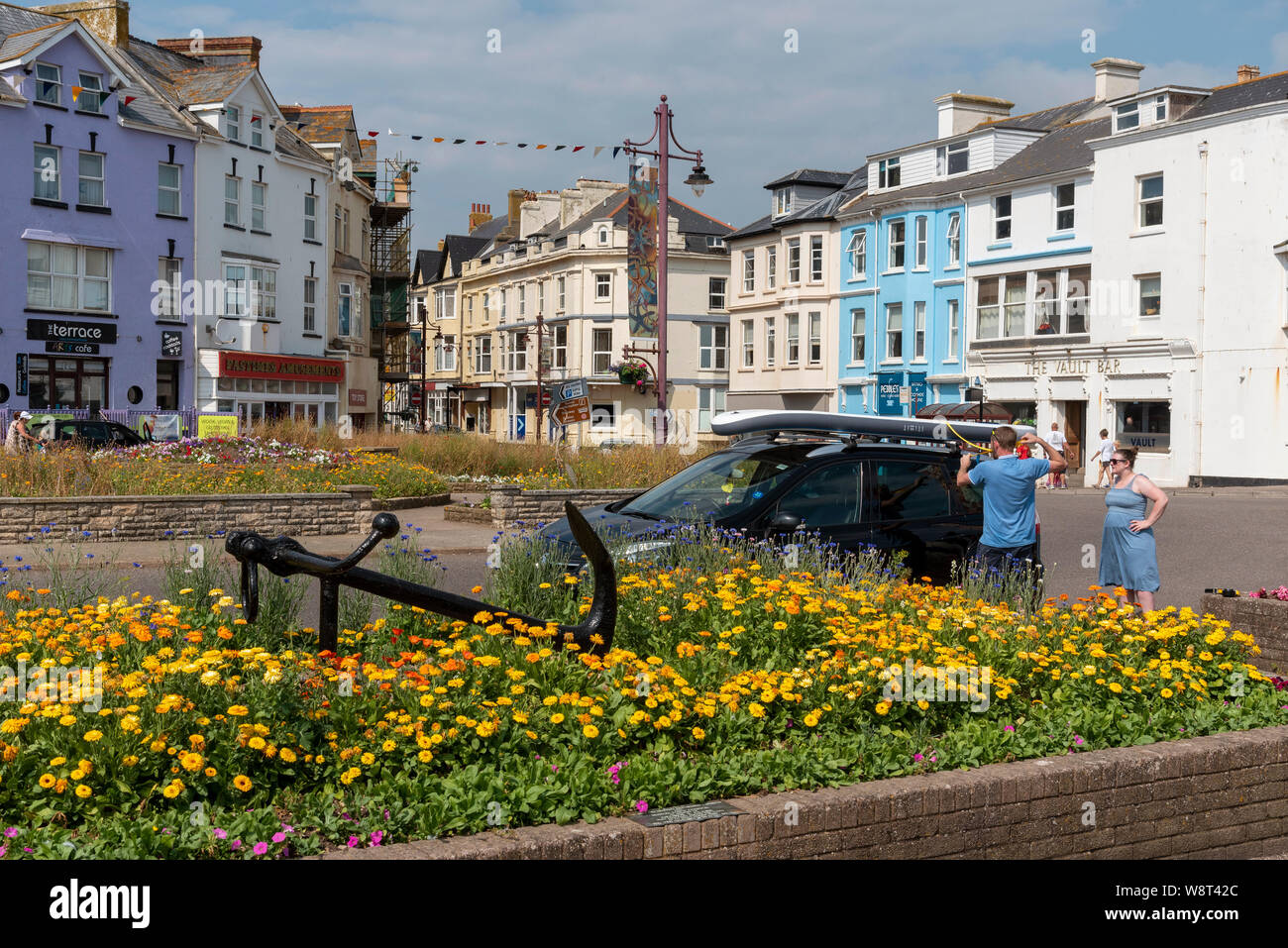 Seaton, Devon,England, UK. August 2019. The seafront of Seaton a ...