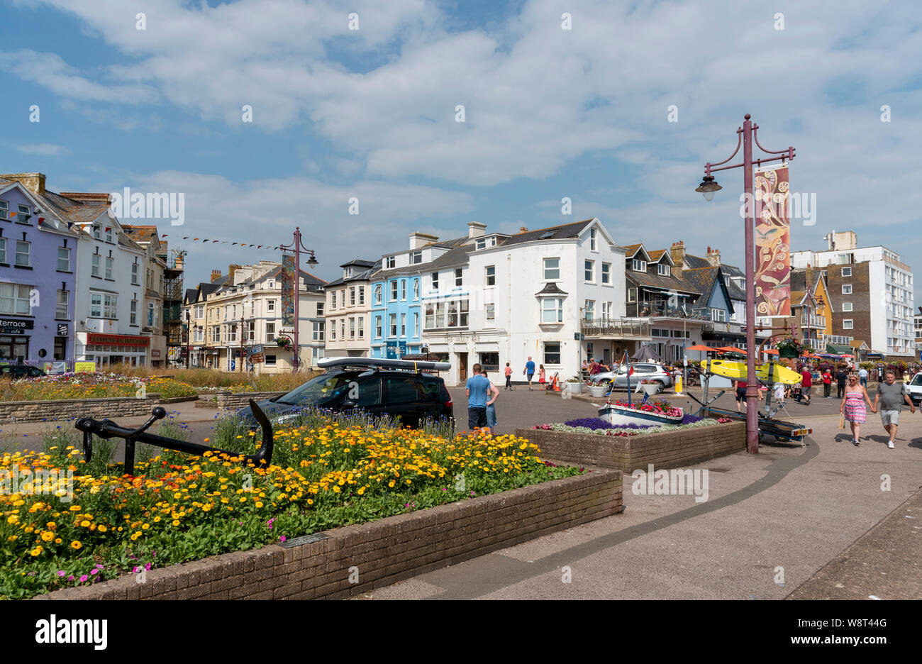 Seaton, Devon,England, UK. August 2019. The seafront of Seaton a ...