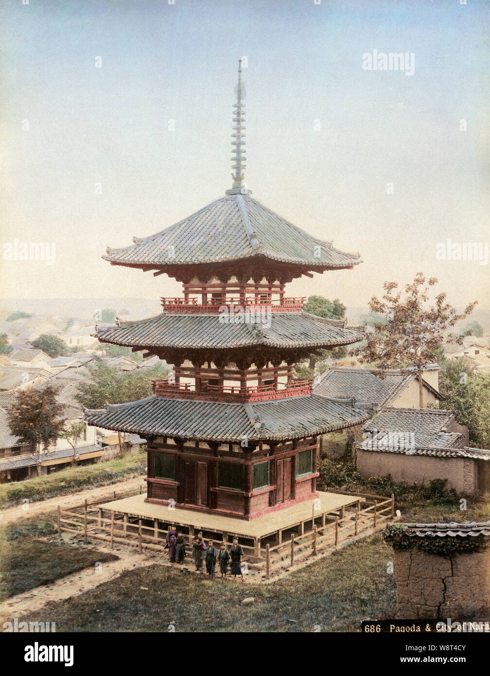 [ 1880s Japan - Japanese Three Storied Pagoda of Kofukuji Temple, Nara ...