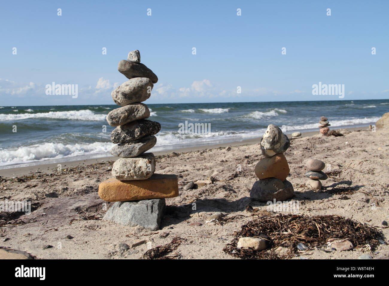 Stone pyramid on the beach Stock Photo - Alamy