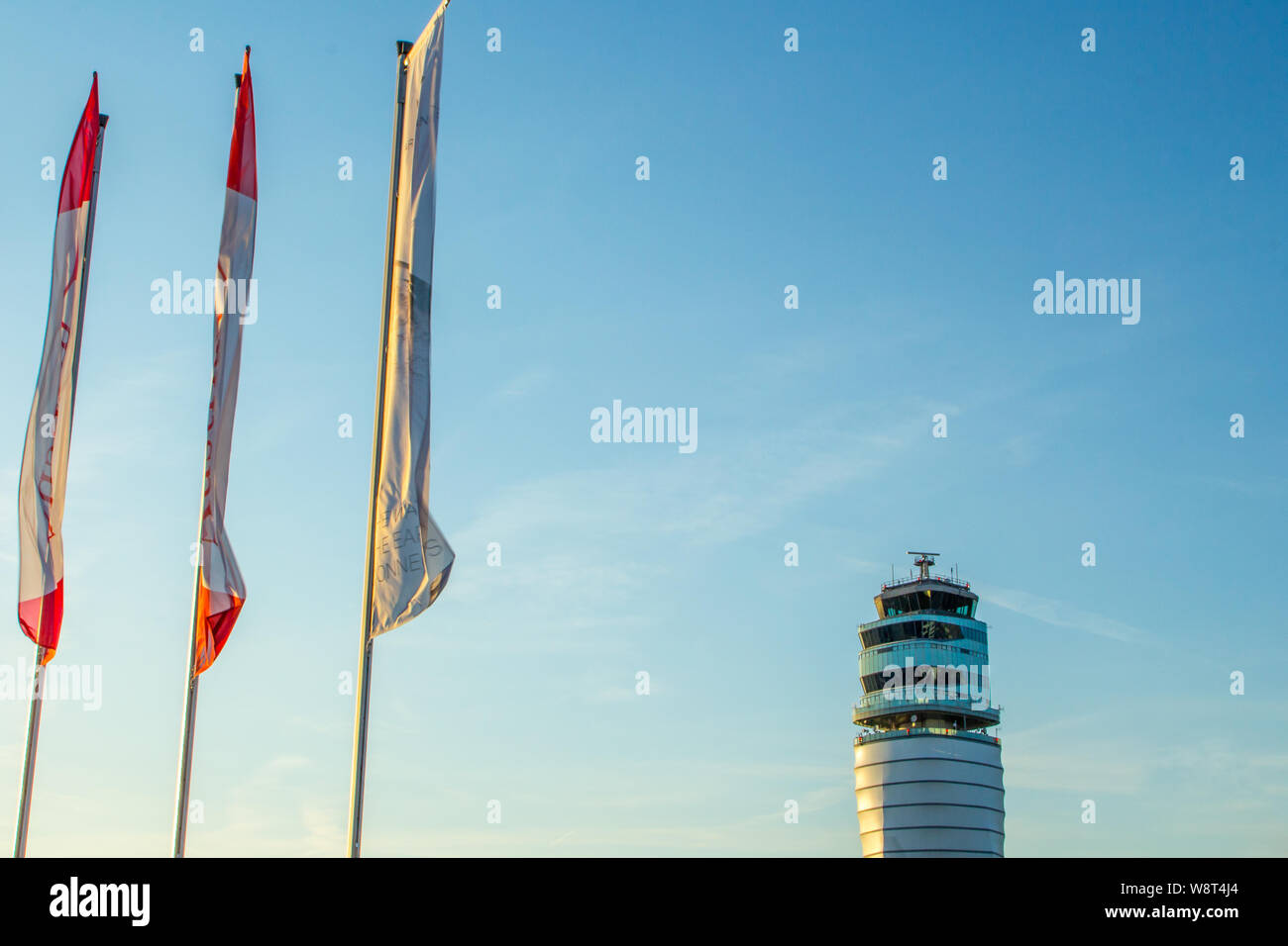 Airport traffic control tower at vienna International Airport on a ...
