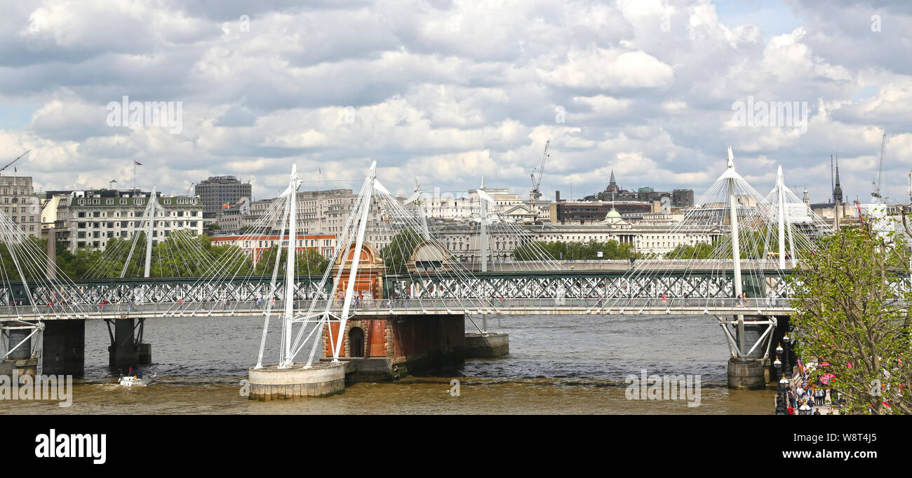 London, Great Britain -May 22, 2016: The Thames, Hungerford Bridge ...