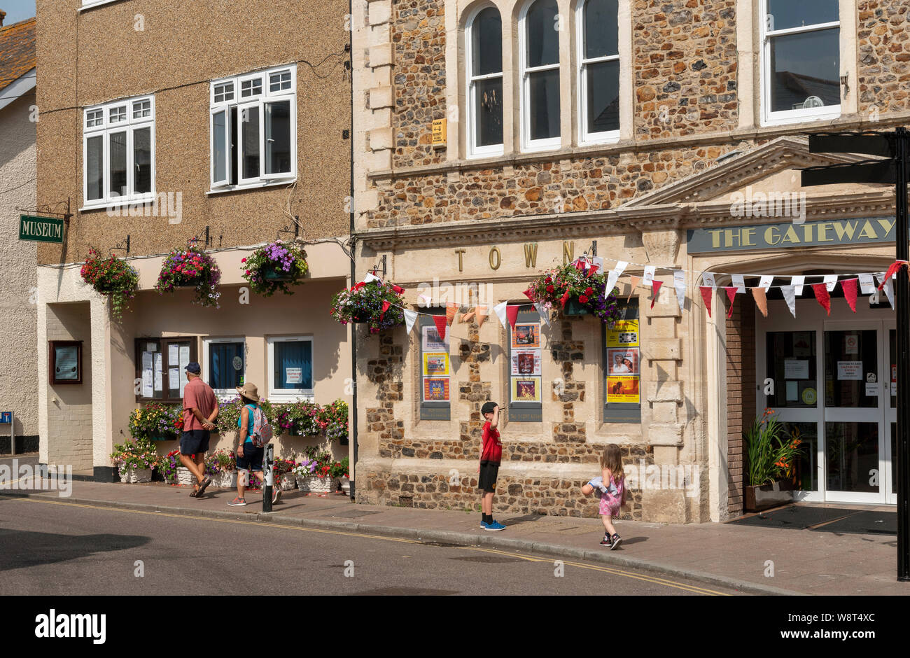 Seaton, Devon,England, UK. August 2019. The Town Hall, museum and ...