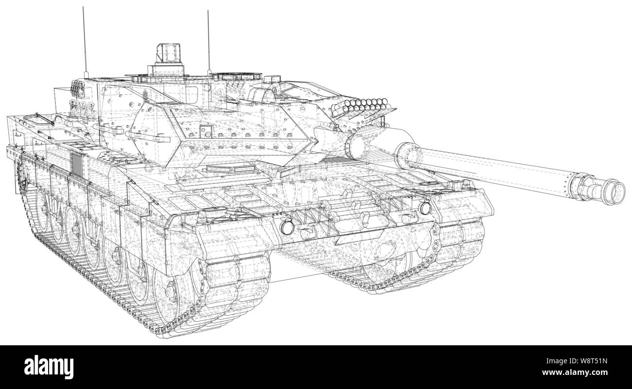 Armored tank technical wire-frame. Vector rendering of 3d Stock Vector ...