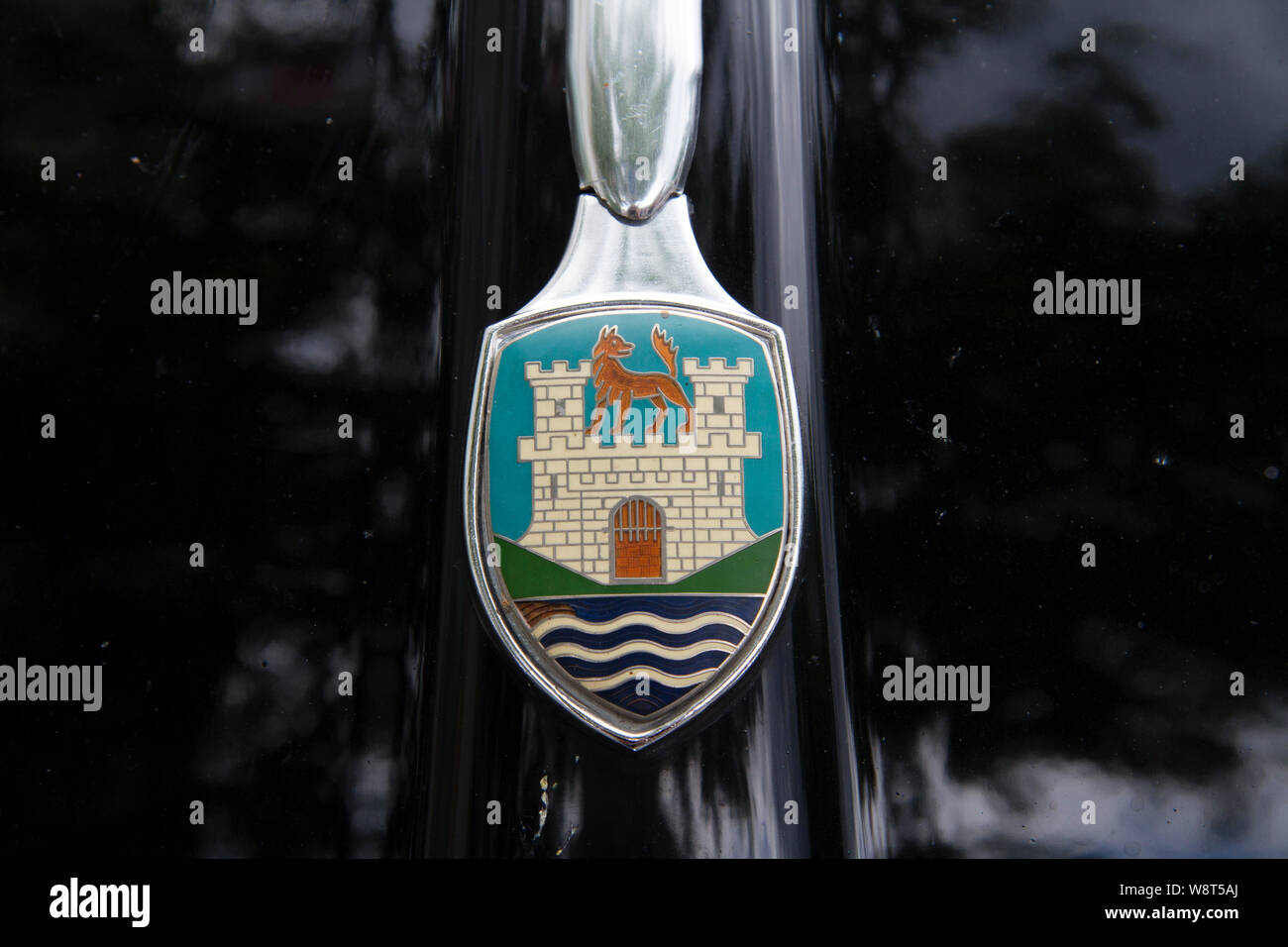 Coat of arms of the Wolfsburg, logo of the Volkswagen Company on a ...