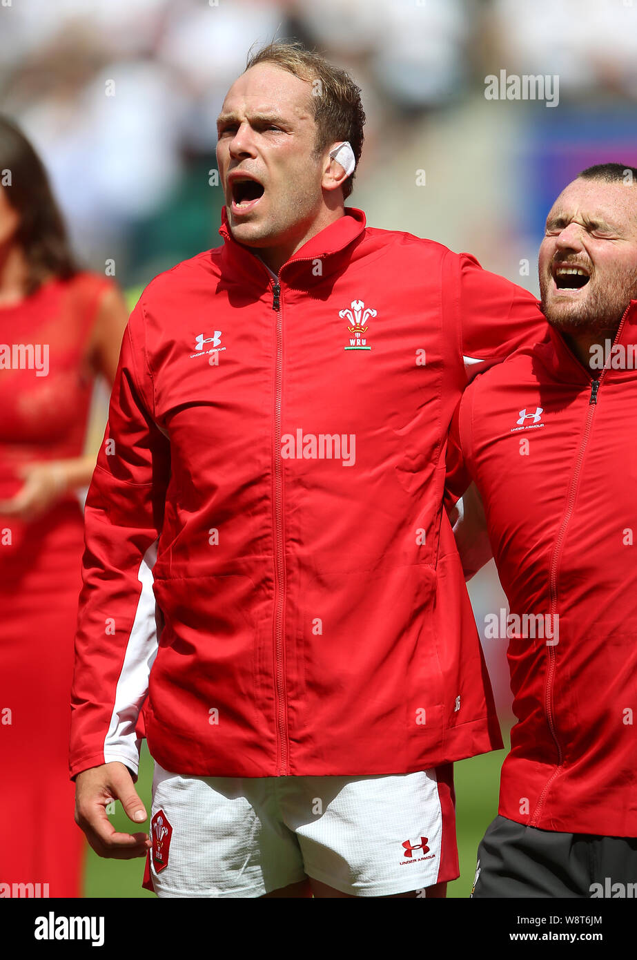 Wales' Alun Wyn Jones sings the national anthem before the ...