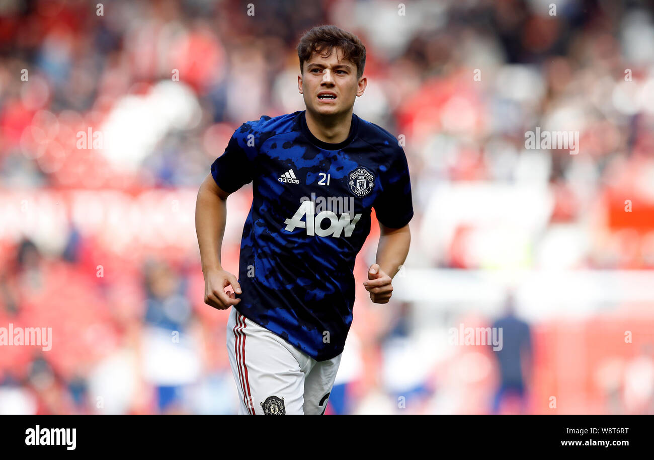 Manchester United's Daniel James warms up before the Premier League ...