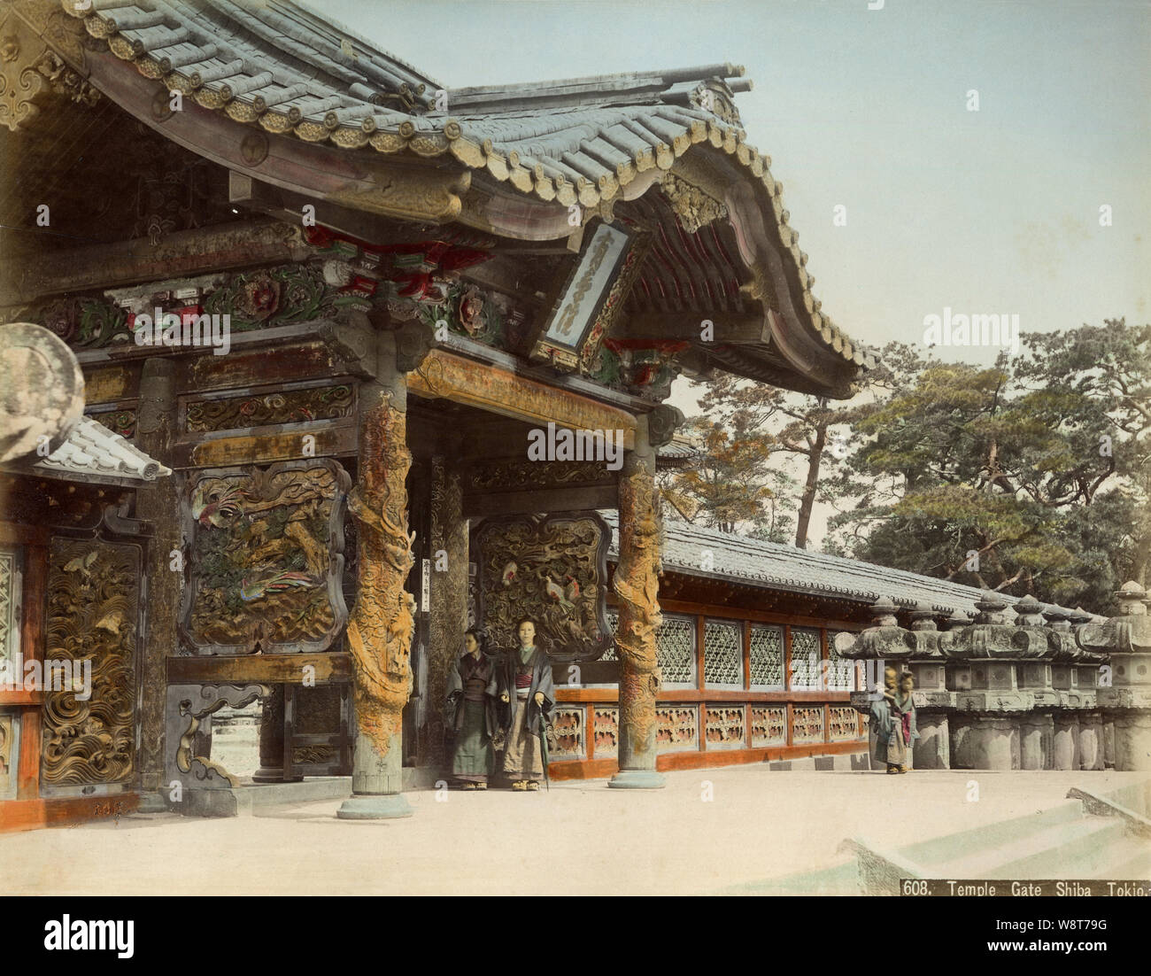 [ 1890s Japan - Zojoji Temple, Tokyo ] — Chokugakumon at Zojoji Temple ...