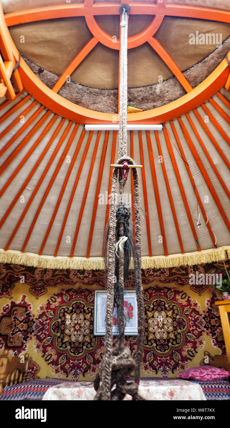 The inside of a Mongolian Ger at the Gobi Desert - Mongolia Stock Photo ...