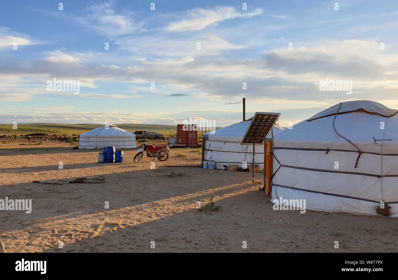 Mongolian Gers at the Gobi Desert - Mongolia Stock Photo - Alamy