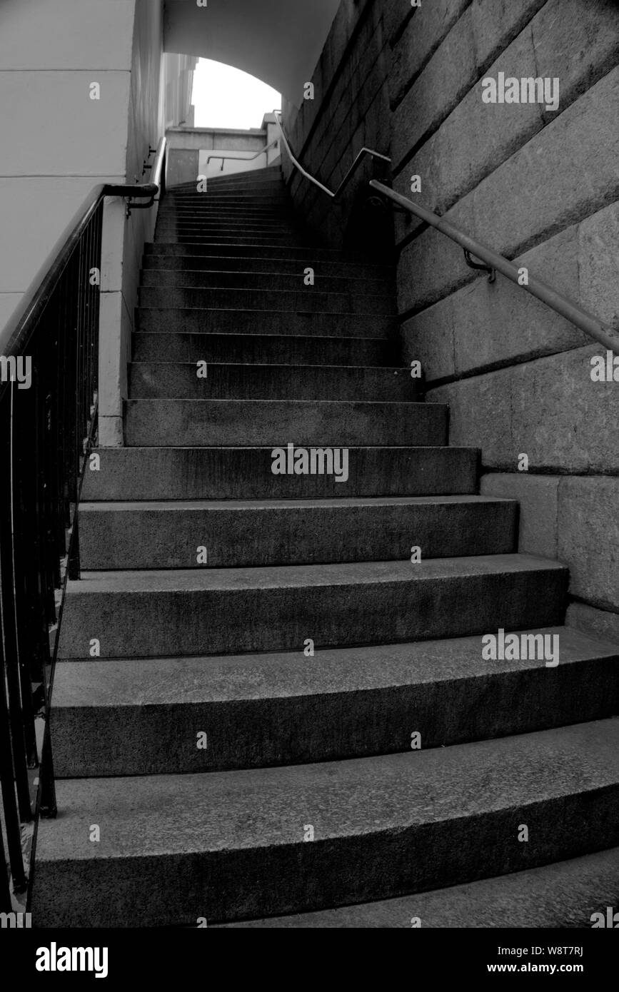 Metal staircase side view Black and White Stock Photos & Images - Alamy