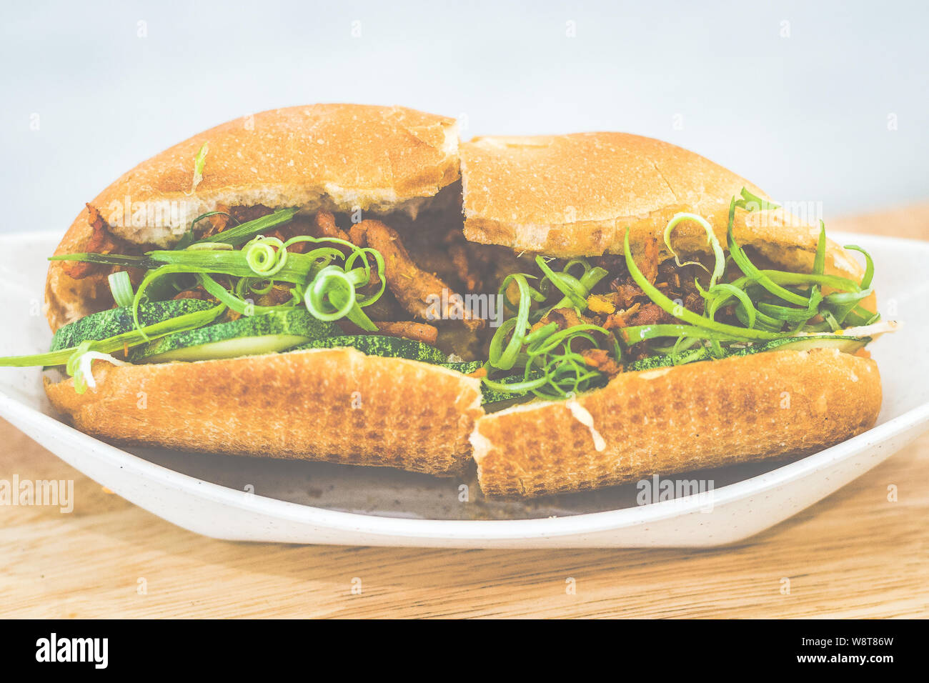 Special Banh Mi vietnamese baguette sandwich with ham, pate, chicken ...