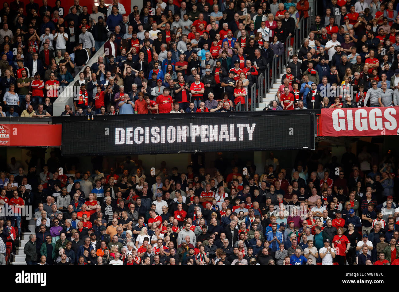 VAR (Video Assistant Referee) displays a decision of a penalty on a ...
