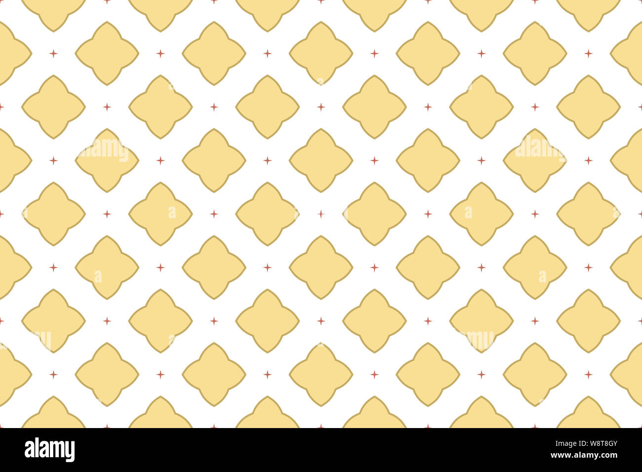 Seamless pattern. White background and big and small four rayed stars ...
