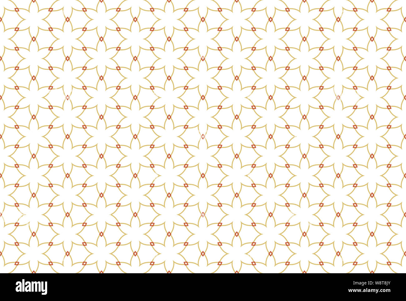 Seamless pattern. White background and six rayed stars with diamonds in ...
