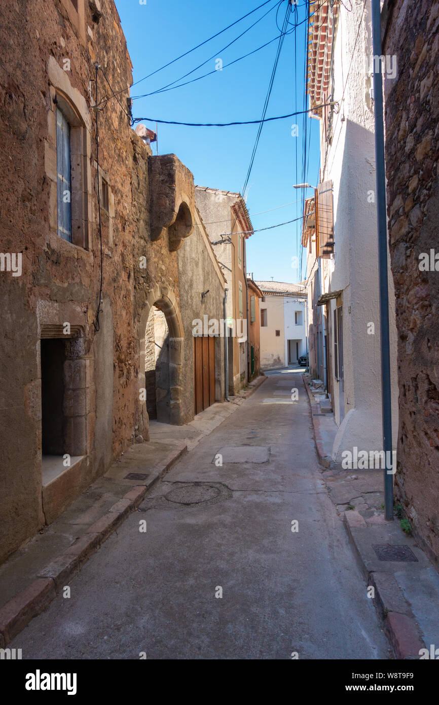 French houses in village street scene Stock Photo - Alamy