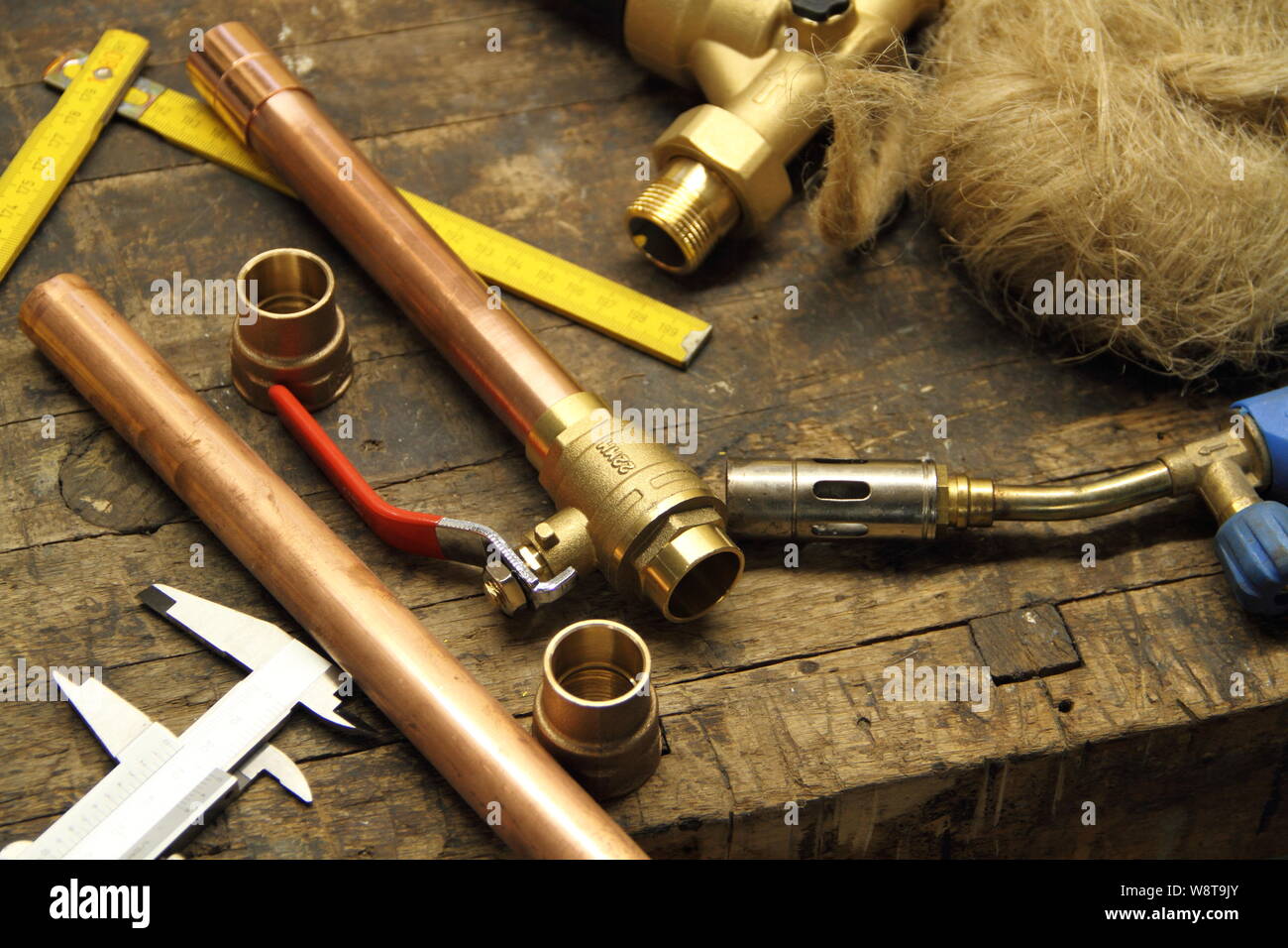 Installation material on a workbench Stock Photo - Alamy
