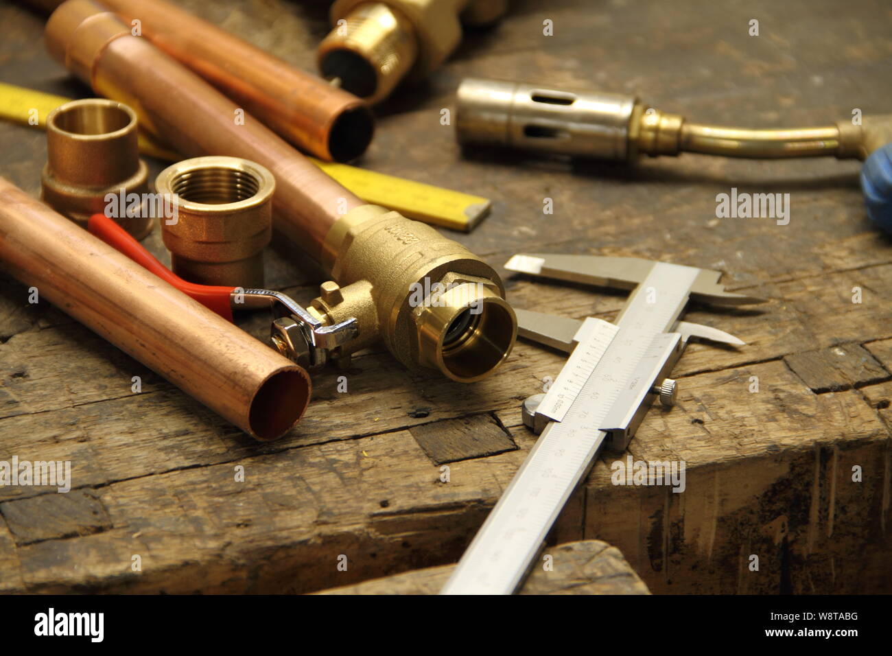 Installation material on a workbench Stock Photo - Alamy