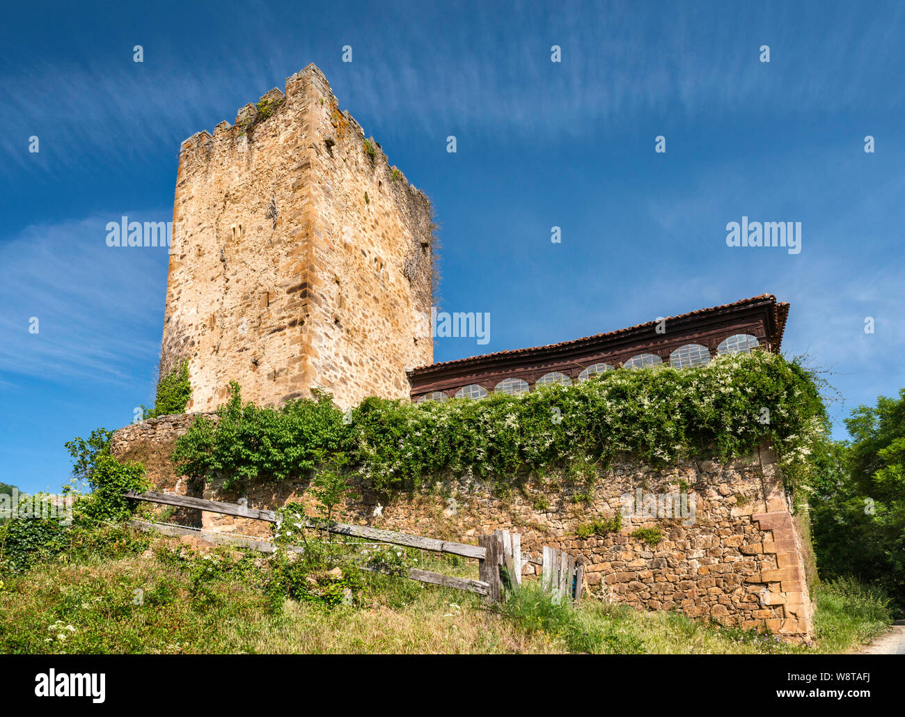 Torre de Mogrovejo, 13th century tower, at village of Mogrovejo at ...
