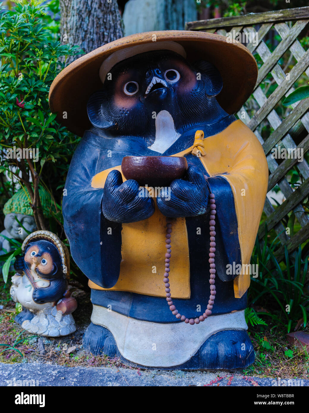 Funny statue of a mythical creature in a buddhistic temple on Miyajima ...
