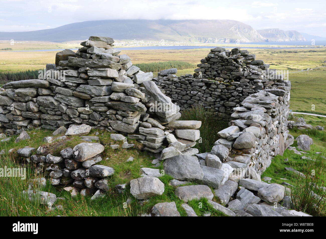 Ruined House in the Deserted Village near Dugort, at the base of ...
