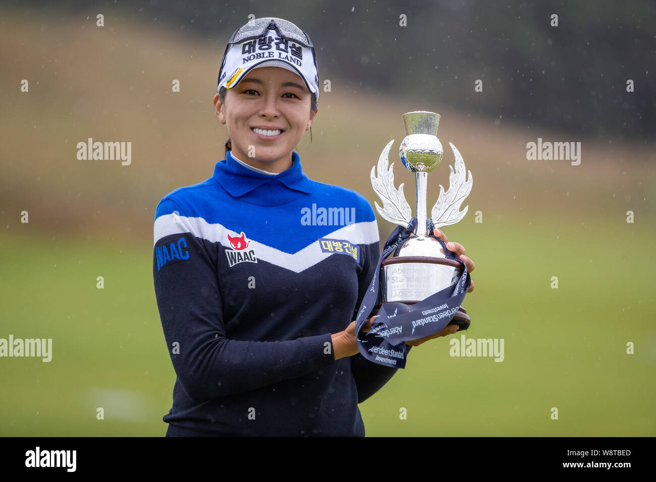 South Korea's Mi Jung Hur celebrates with the trophy on day four of the ...