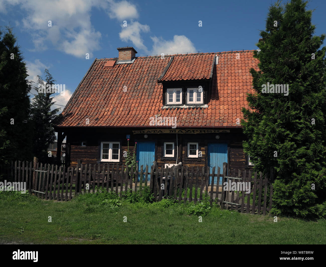Historic wooden house in the Polish Masuria (former East Prussia ...