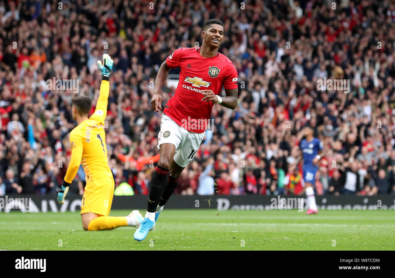 Manchester United's Marcus Rashford celebrates scoring his side's third ...