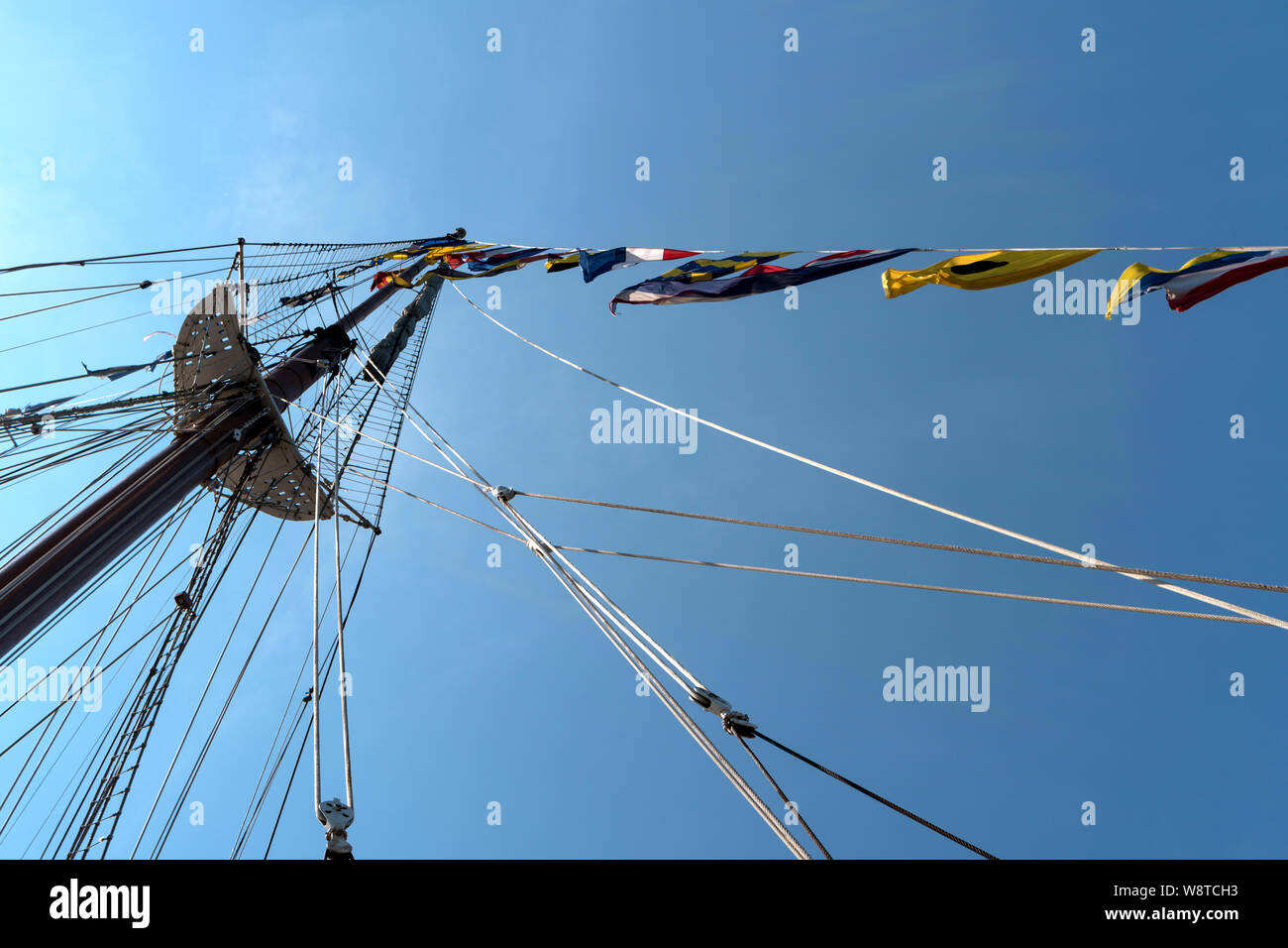 Detail on board of a sailing training ship Stock Photo - Alamy
