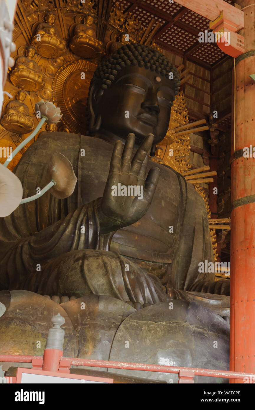Impressive statue of great buddha statue, Daibutsu, in Naras Todaiji ...