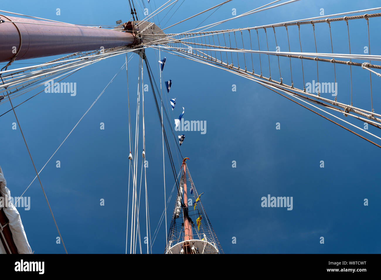 Detail on board of a sailing training ship Stock Photo - Alamy