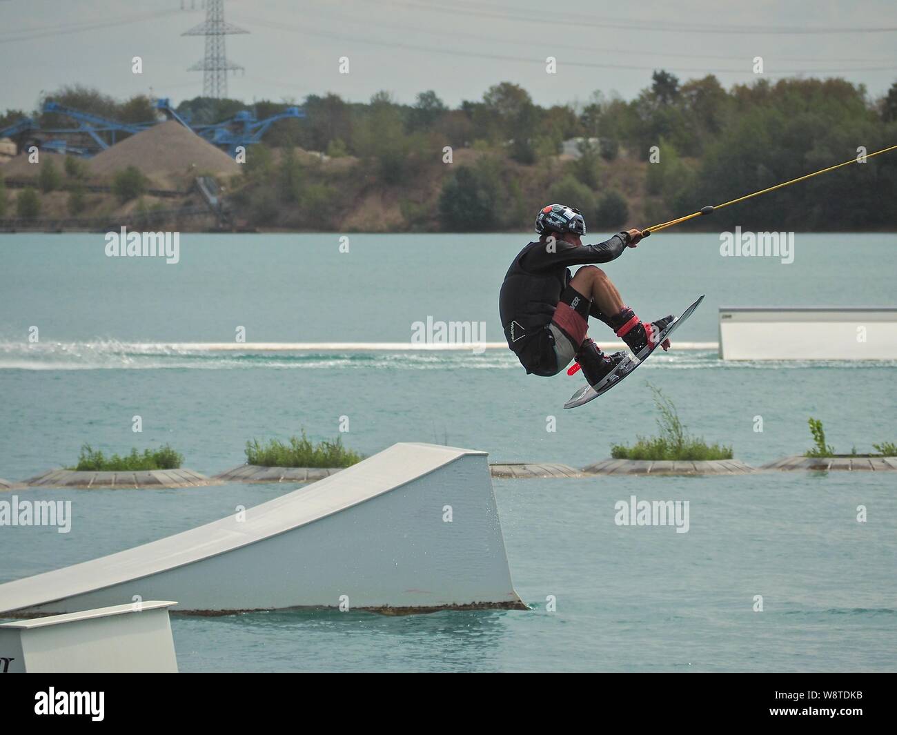Snowboard jump into lake hi-res stock photography and images - Alamy