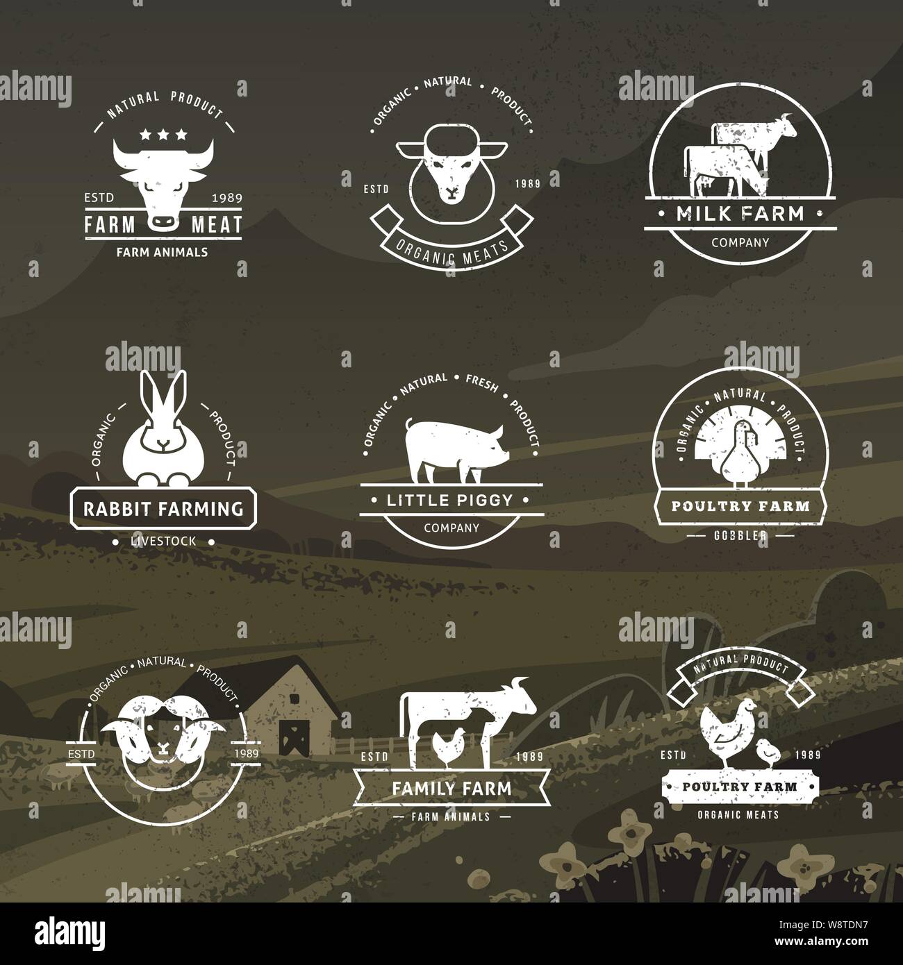 A large collection of vector logos for farmers, grocery stores and ...