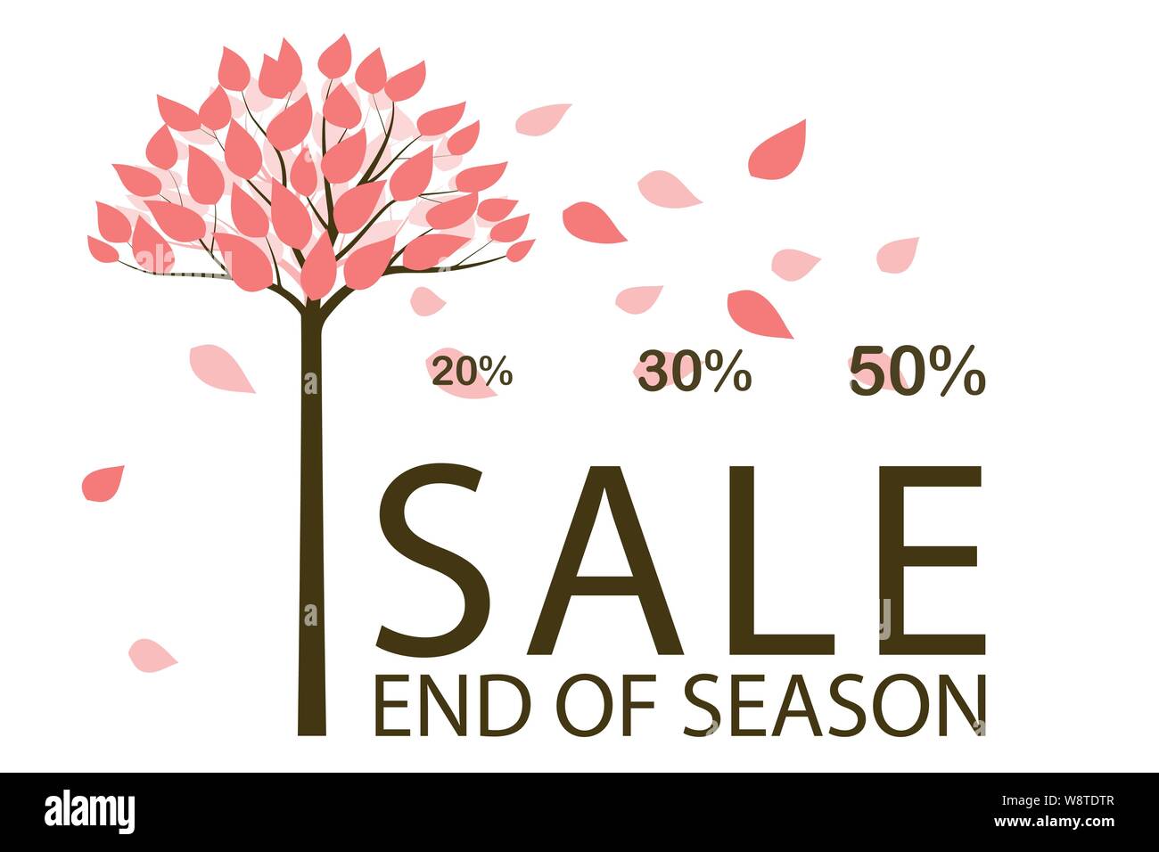 Sale flyer template. The wind blows and rips leaves from the tree ...
