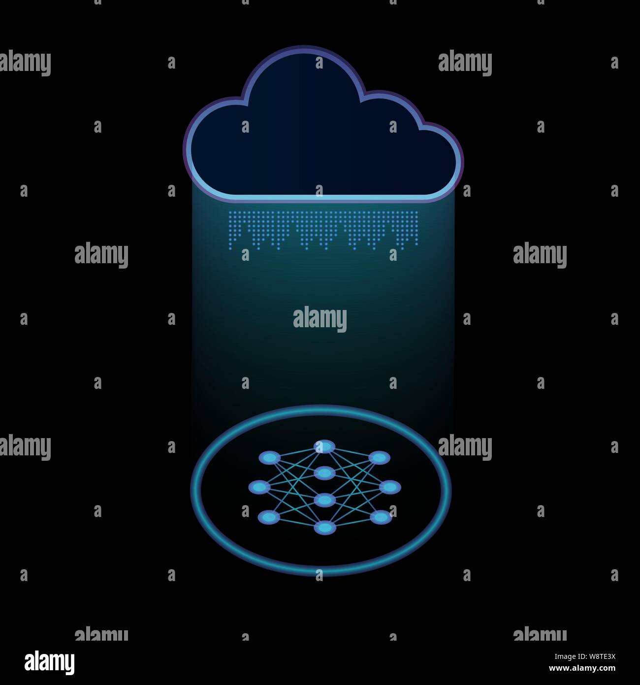 AI design concept or background. Artificial neural network connected to ...