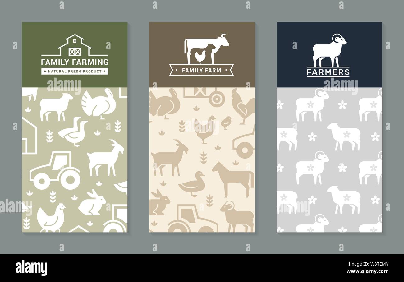 Set of vector banners with backgrounds on rural themes, farm ...