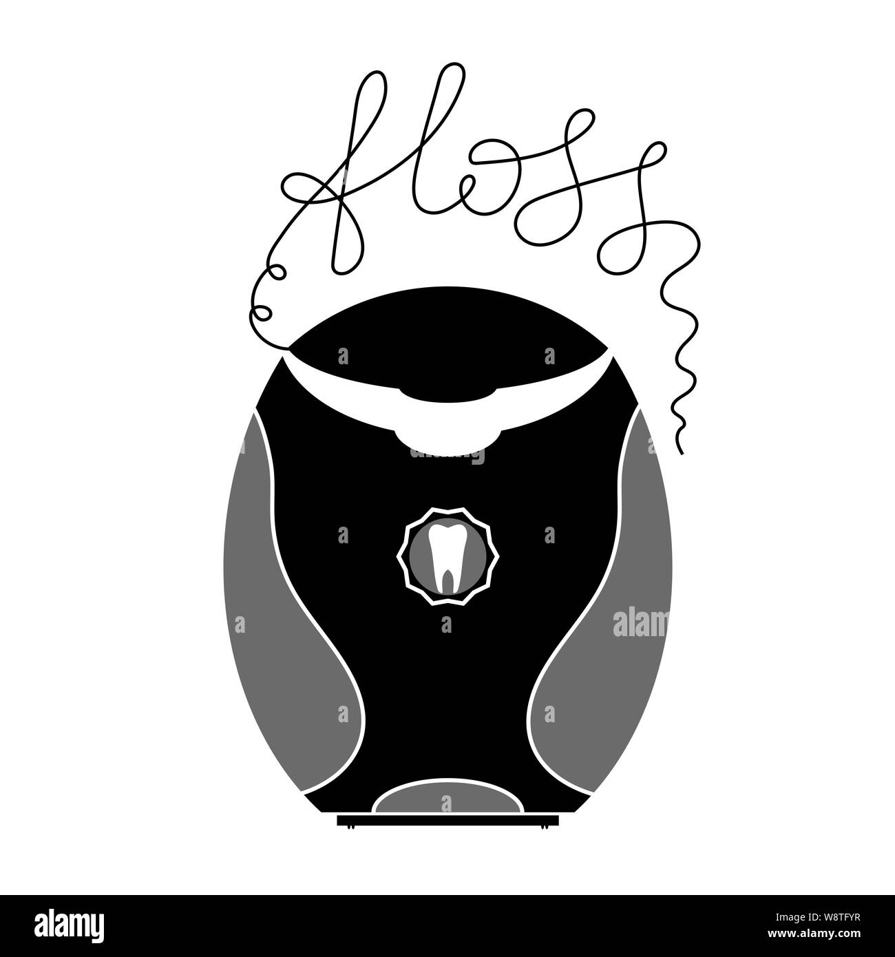 Dental Floss Icon. Tooth Care. Plastic Box with Label for Flossing ...