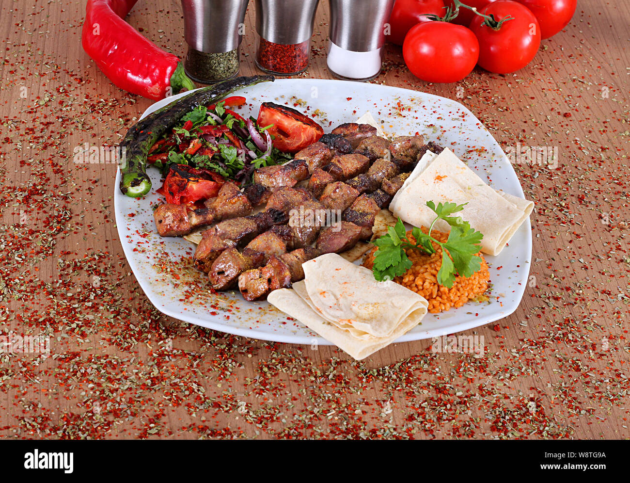 a Fresh and grilled liver with freshly ground pepper Stock Photo - Alamy