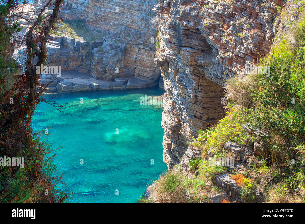 tropical nature with cliff and blue Lagoon Stock Photo - Alamy