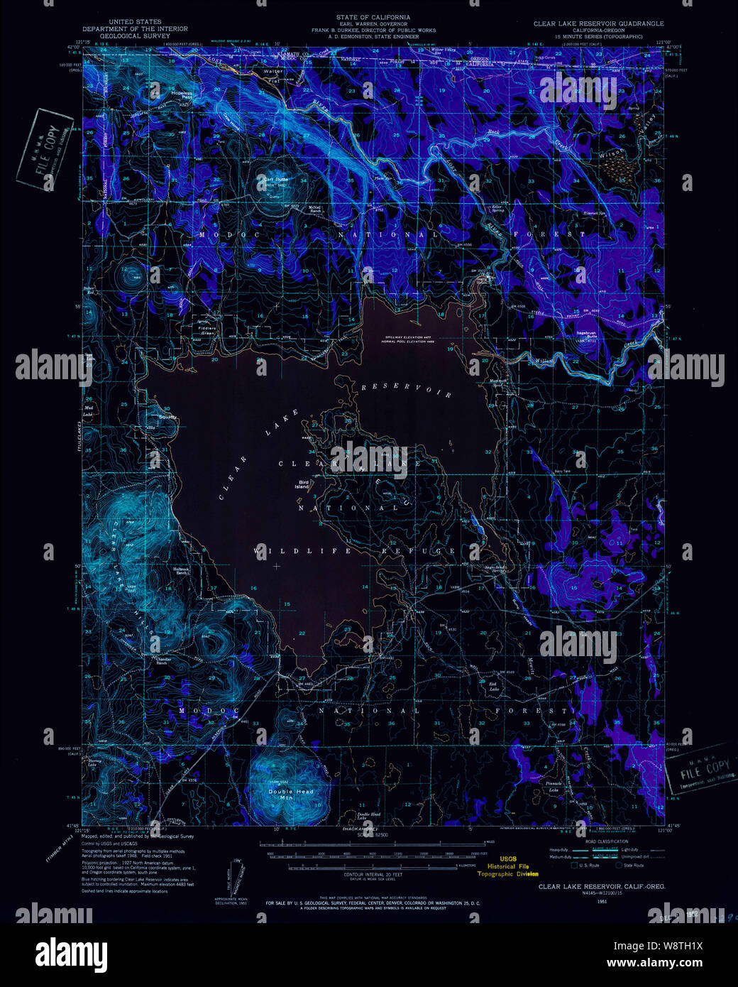 USGS Topo Map California Clear Lake Reservoir 297113 1951 62500 ...