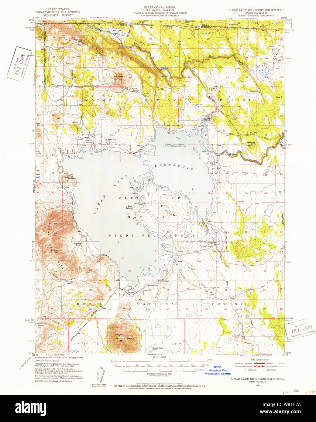 USGS Topo Map California Clear Lake Reservoir 297113 1951 62500 ...