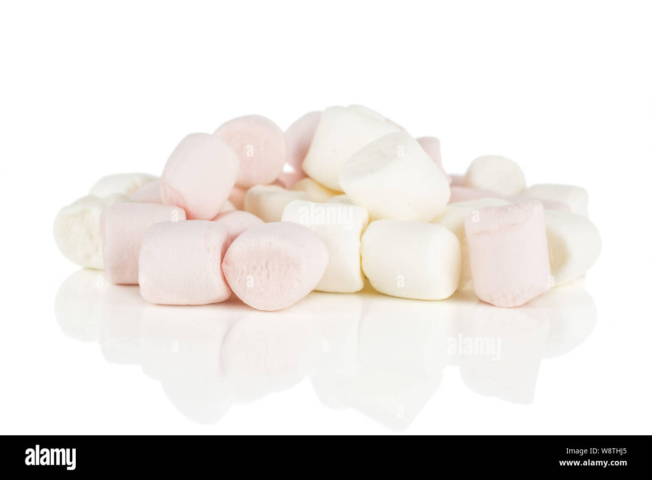Lot of whole sweet fluffy marshmallow stack isolated on white ...