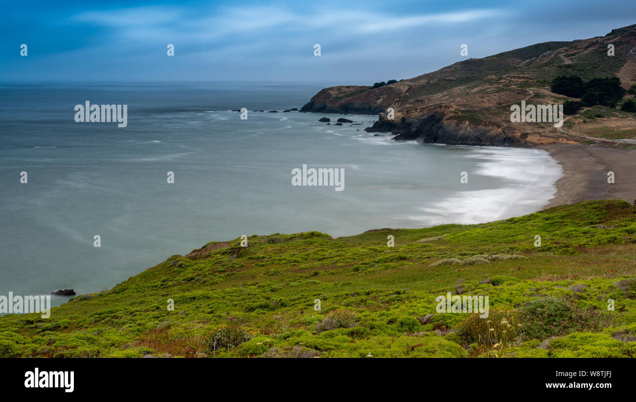Aerial view of Rodeo Beach, California, USA, in San Francisco Marin ...