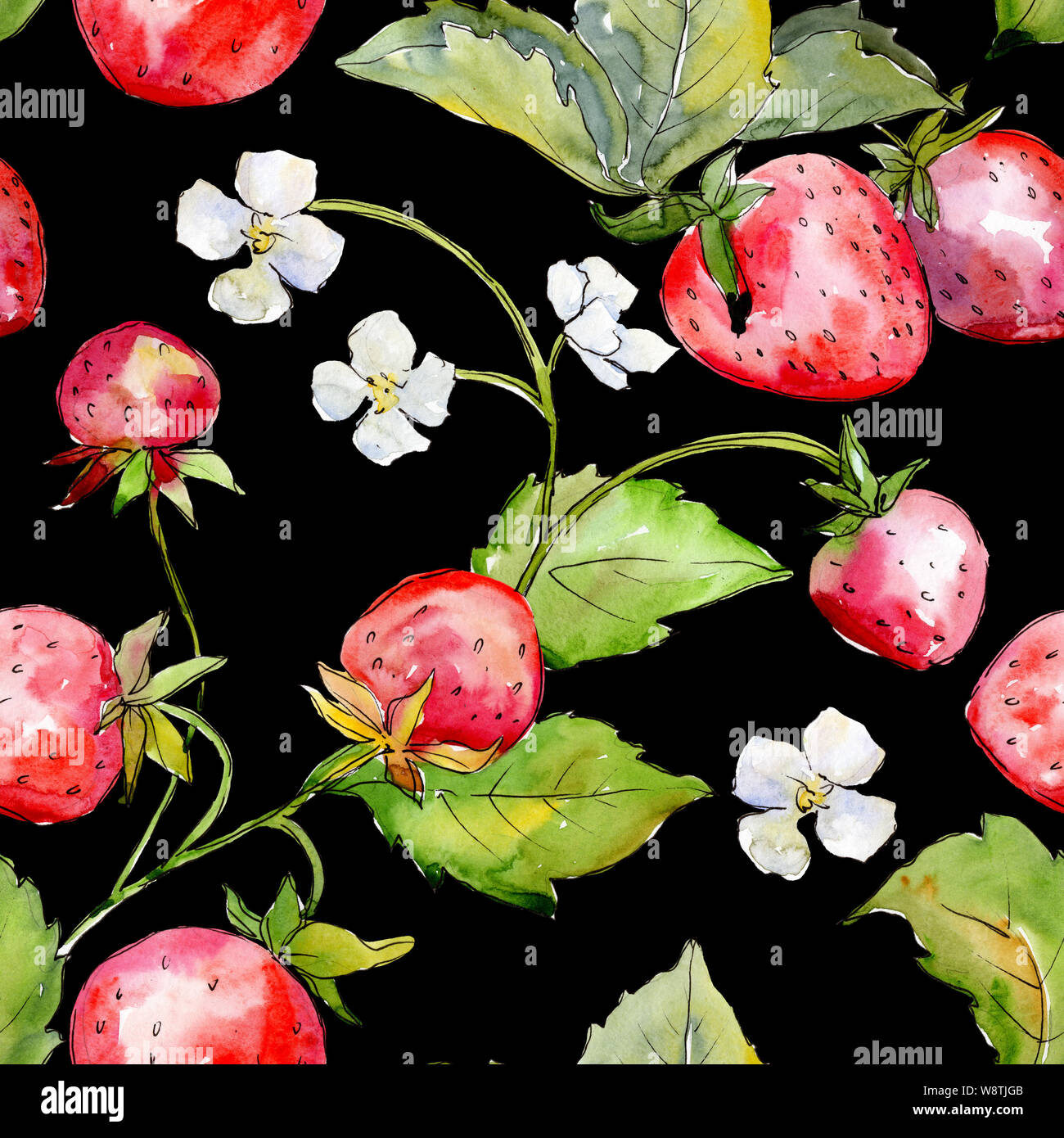 Strawberry healthy food. Watercolor background illustration set ...