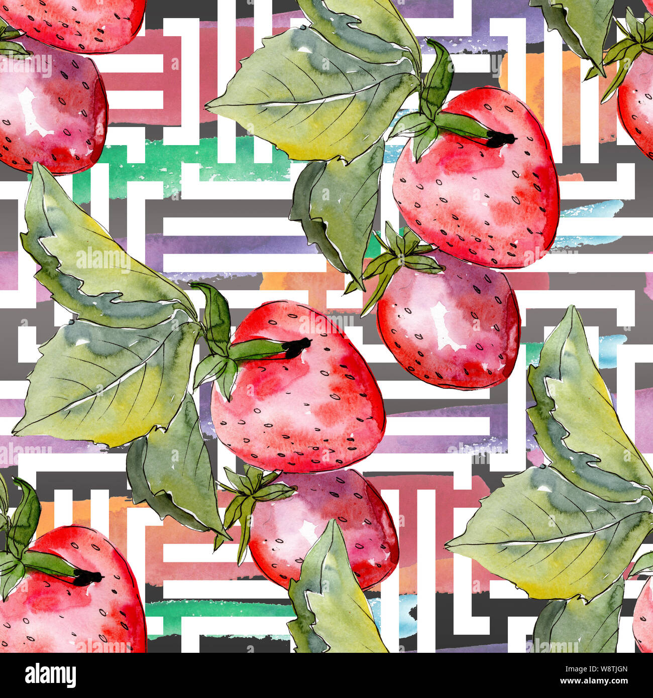 Strawberry healthy food. Watercolor background illustration set ...