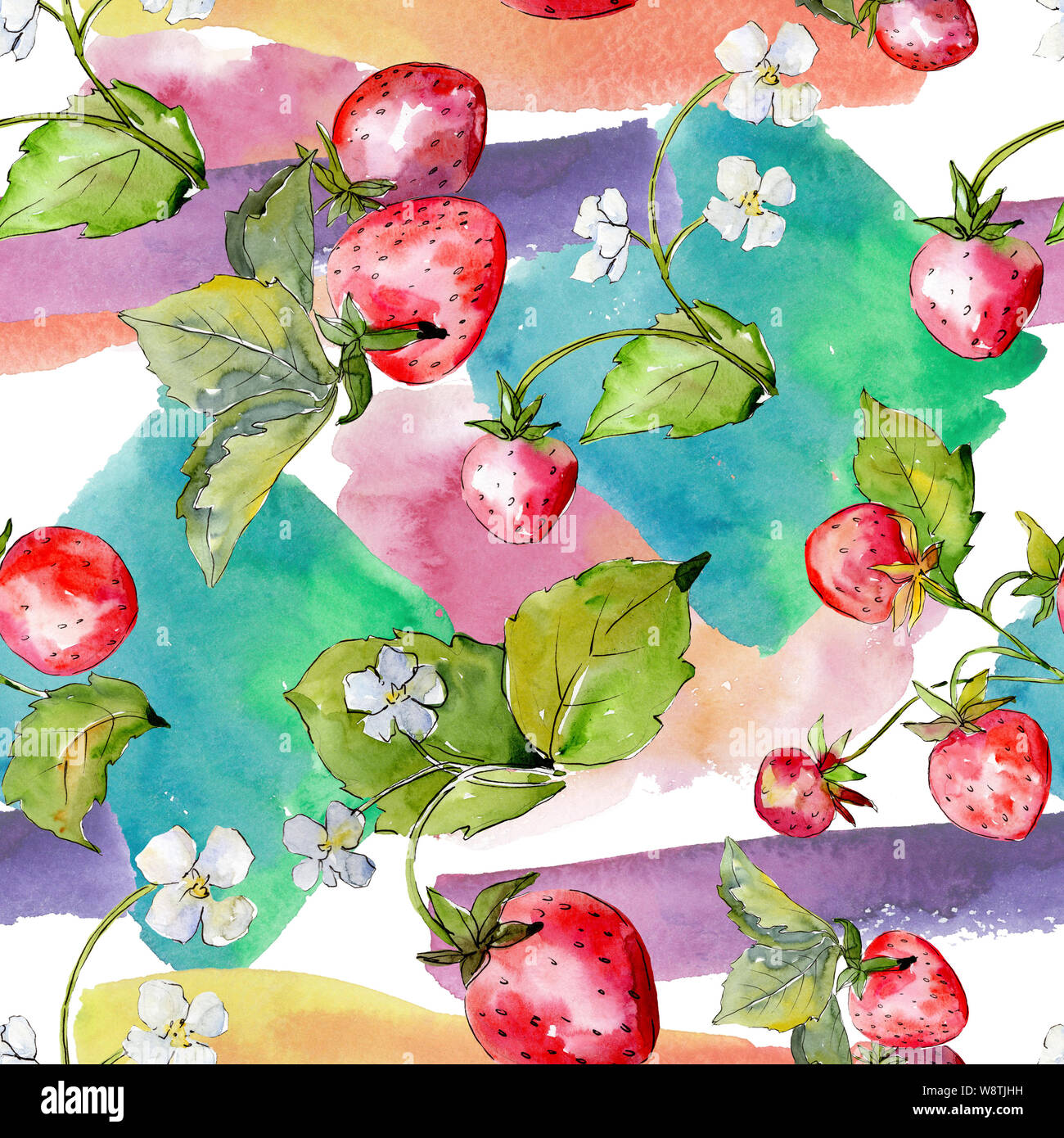 Strawberry healthy food. Watercolor background illustration set ...