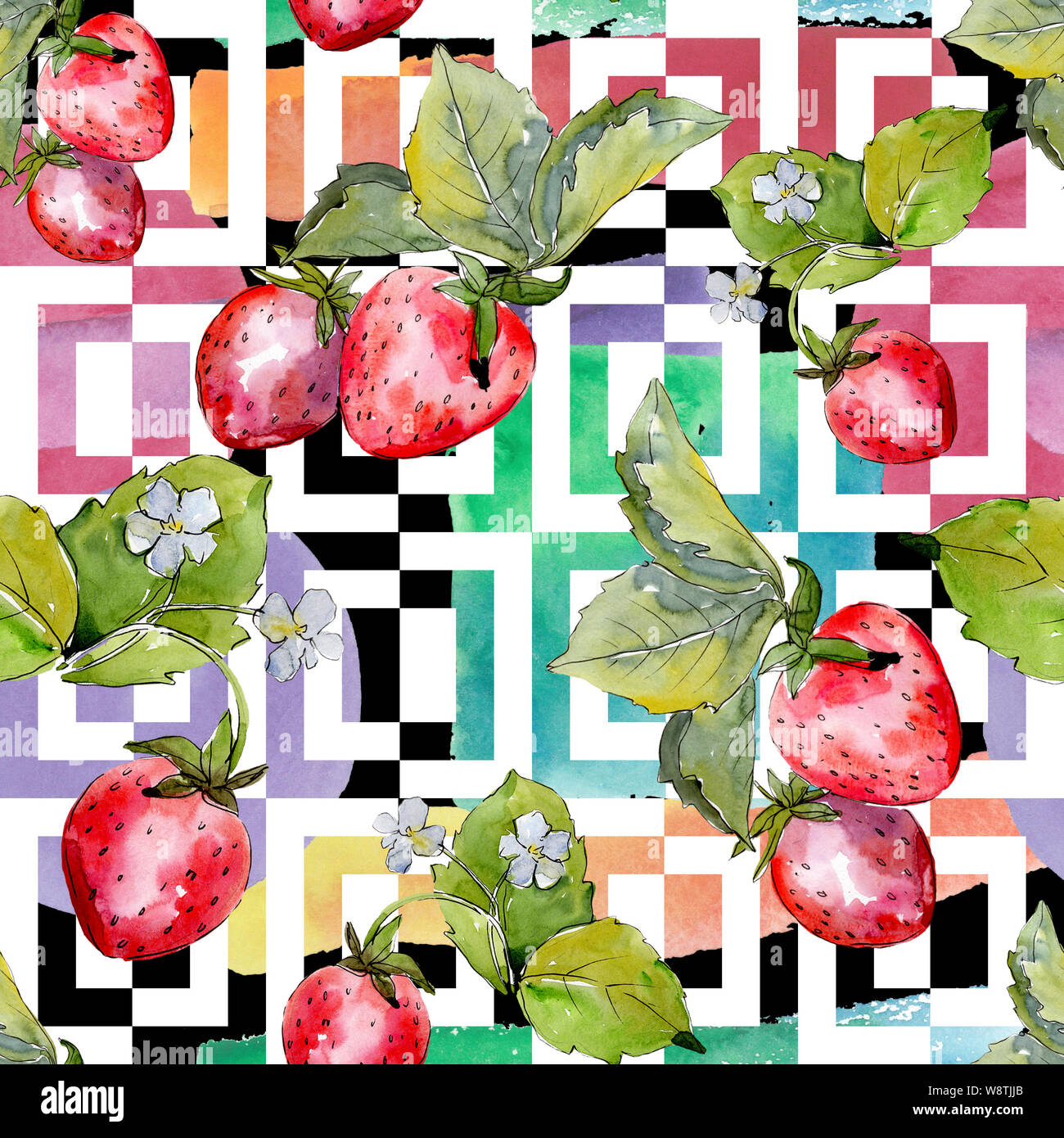 Strawberry healthy food. Watercolor background illustration set ...