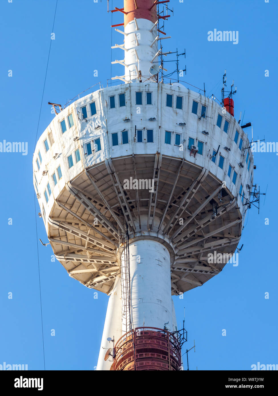 Tbilisi TV tower on Mount Mtatsminda - Georgia. Technology Stock Photo ...