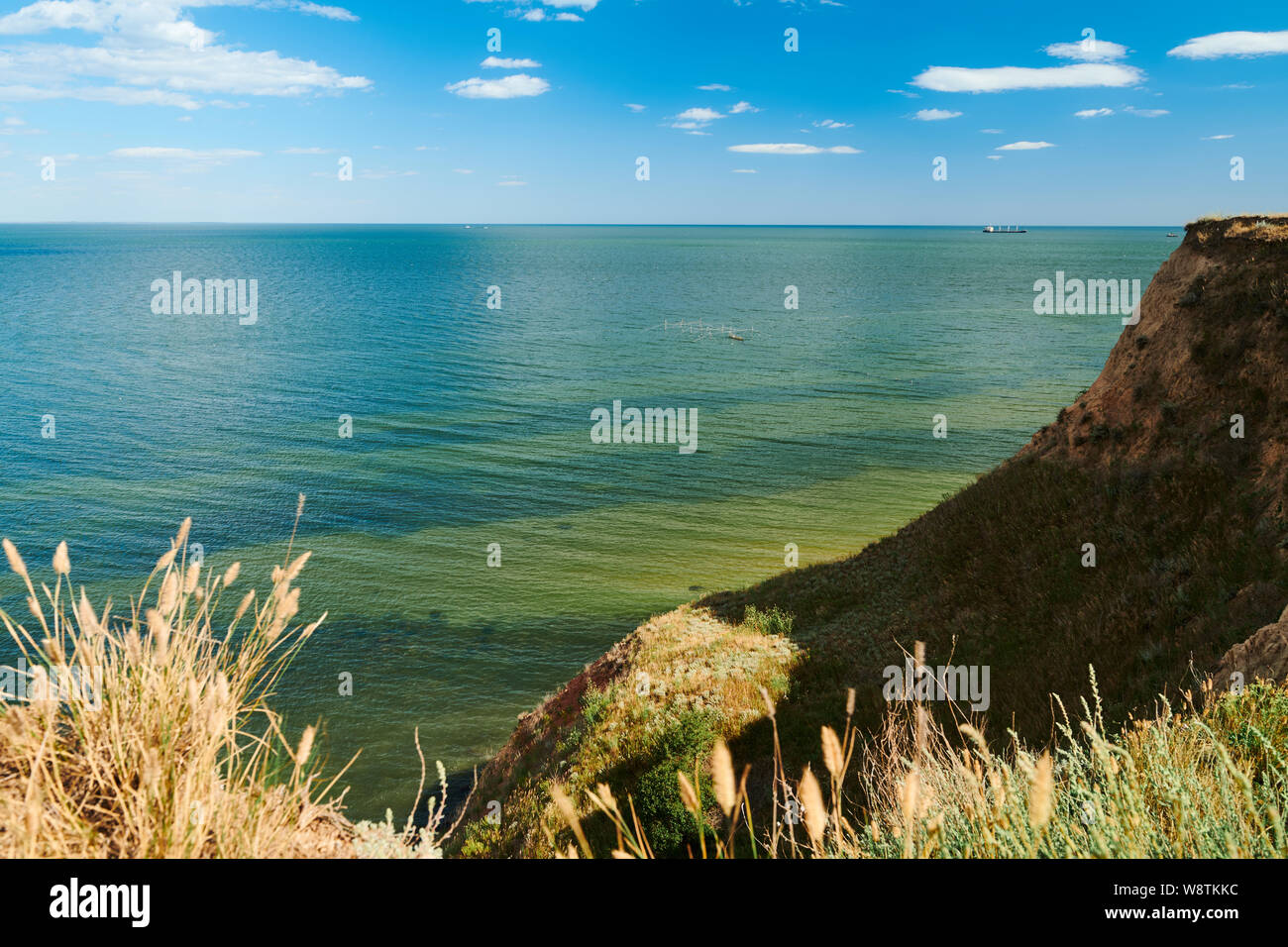 Wild sea coast, wave and hill - beautiful summer landscape and travel ...