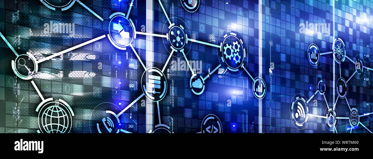 Information and telecommunication technology concept. Diagrams with ...